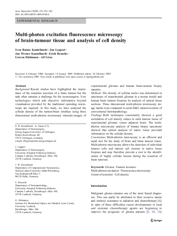 (PDF) Multi-photon excitation fluorescence microscopy of brain-tumour ...