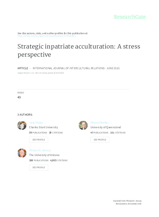(PDF) The contextualization of stressors on foreign assignments: an ...