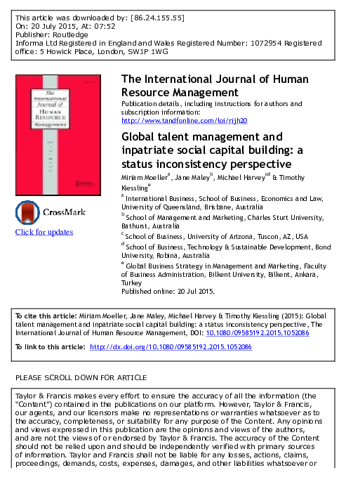 (PDF) Global talent management and inpatriate social capital building ...