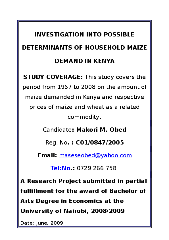 Doc Determinants Of Maize Demand In Kenya