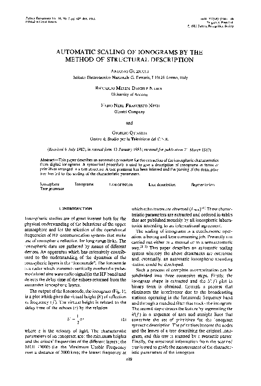 (PDF) Automatic scaling of ionograms by the method of structural description
