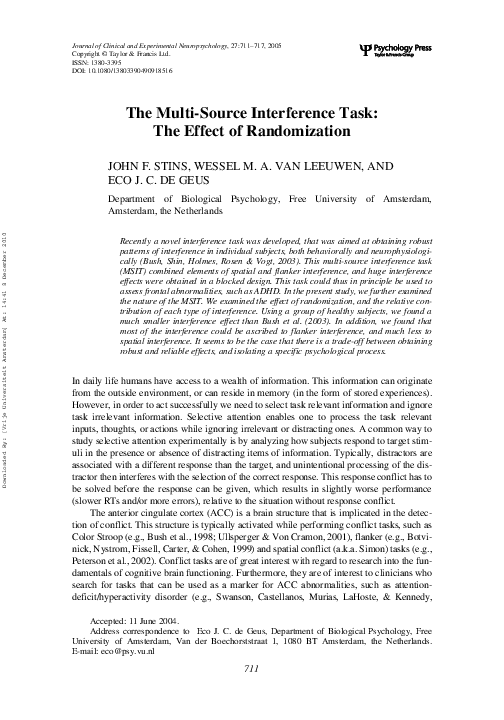 The Multi Source Interference Task The Effect Of Randomization