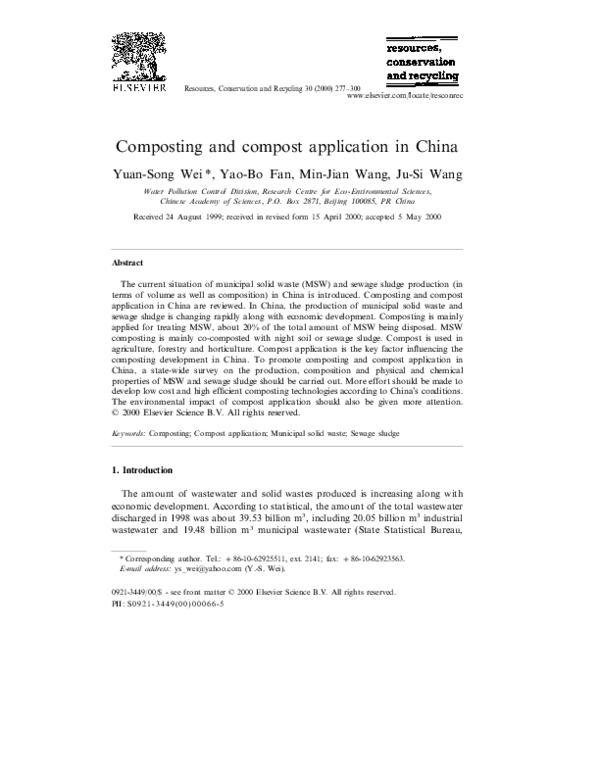 (PDF) Composting and compost application in China