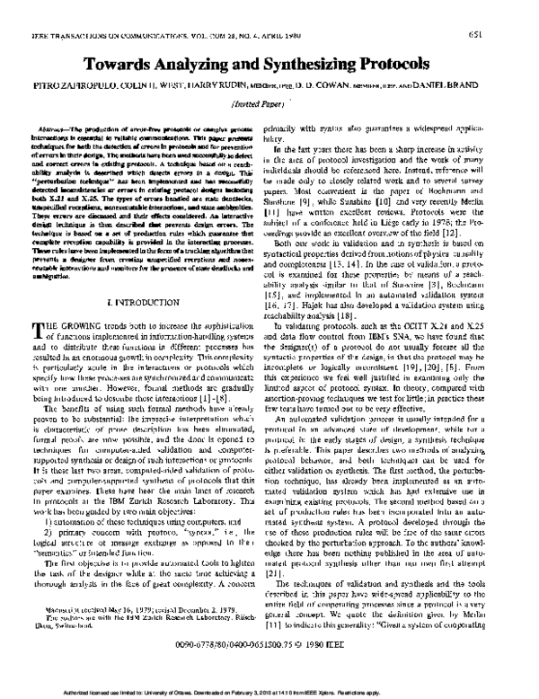 (PDF) Towards analyzing and synthesizing protocols
