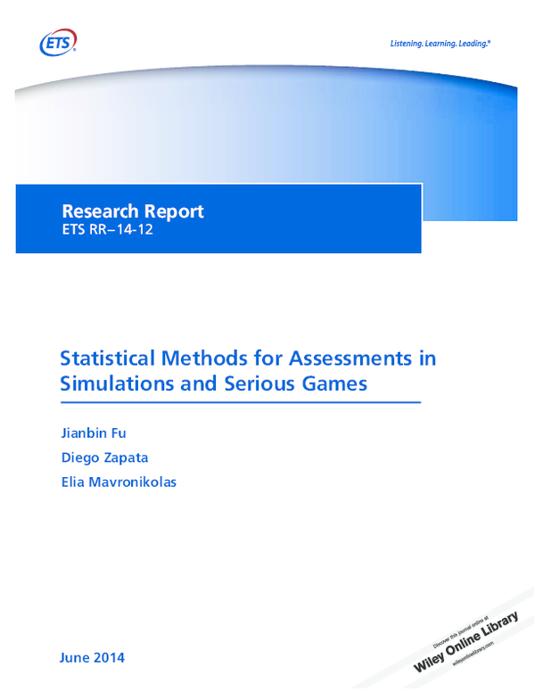 (PDF) Statistical Methods for Assessments in Simulations and Serious Games