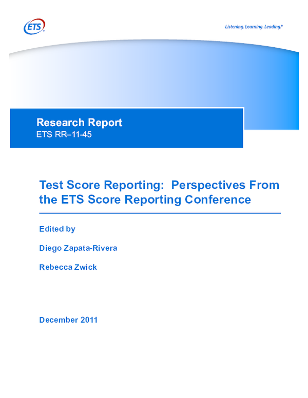 (PDF) Test Score Reporting: Perspectives From the ETS Score Reporting ...