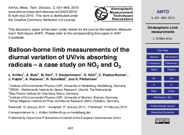 (PDF) Balloon-borne limb measurements of the diurnal variation of UV ...