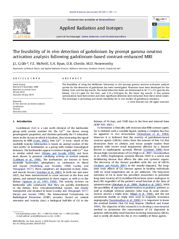(PDF) The feasibility of in vivo detection of gadolinium by prompt gamma neutron activation ...