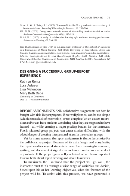 (PDF) Designing a Successful Group-Report Experience