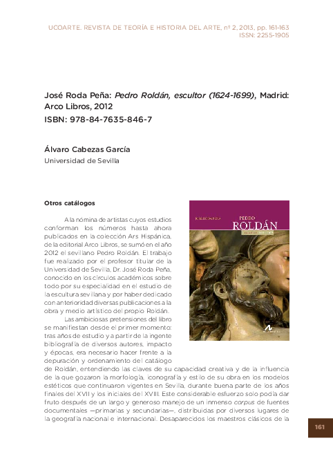 (PDF) Reseña de "Pedro Roldán, escultor (1624-1699)" de José Roda Peña