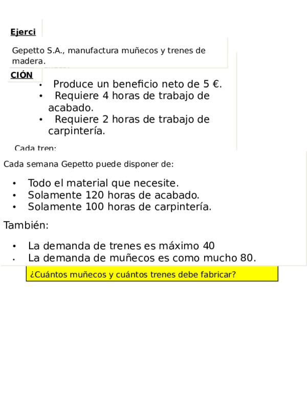 (DOC) EJERCICIOS DE PROGRAMACION LINEAL (DOC) EJERCICIOS DE PROGRAMACION LINEAL