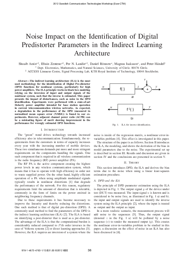 (PDF) Noise Impact on the Identification of Digital Predistorter Parameters in the Indirect ...