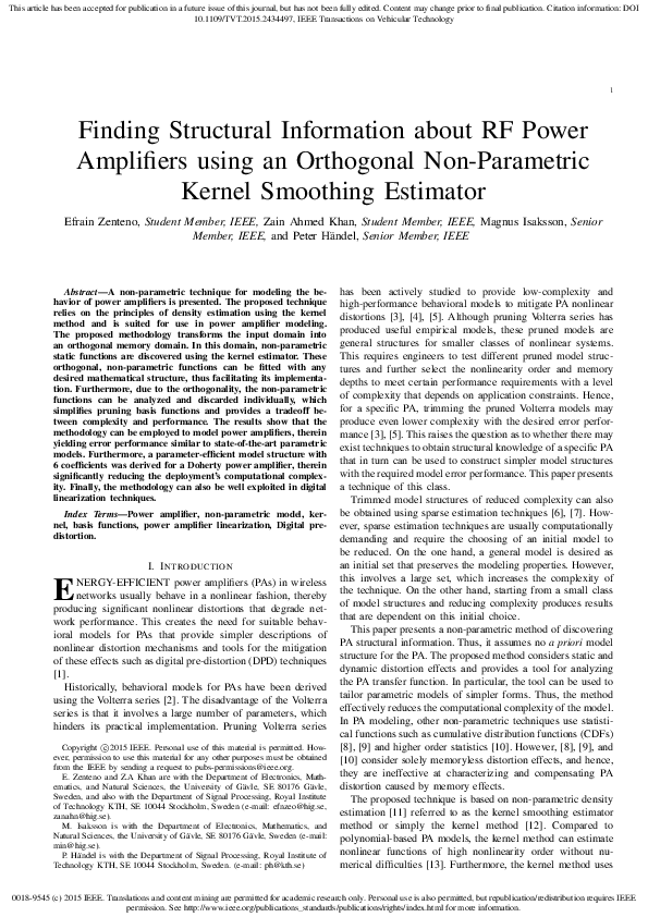 (PDF) Finding Structural Information about RF Power Amplifiers using an Orthogonal Non ...