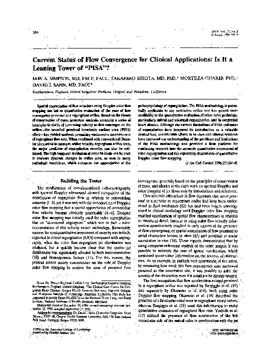 (PDF) Current status of flow convergence for clinical applications: Is ...