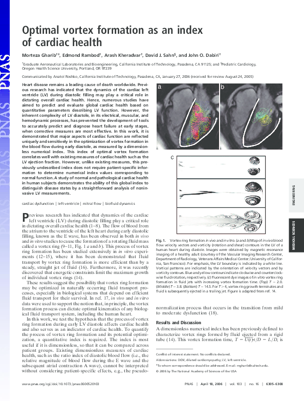 (PDF) Optimal vortex formation as an index of cardiac health