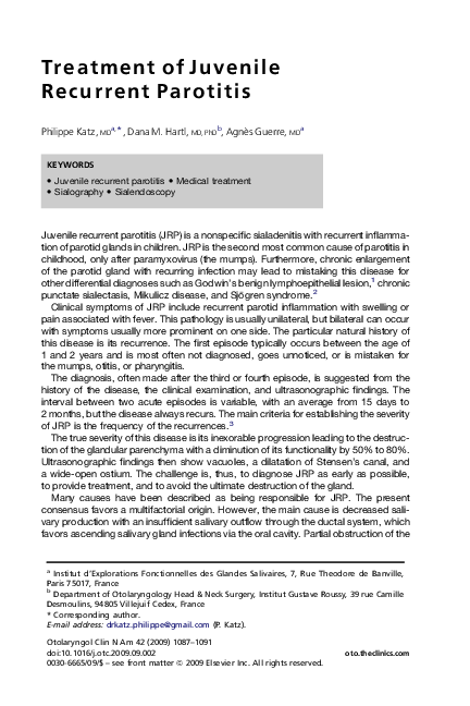 (PDF) Treatment of Juvenile Recurrent Parotitis