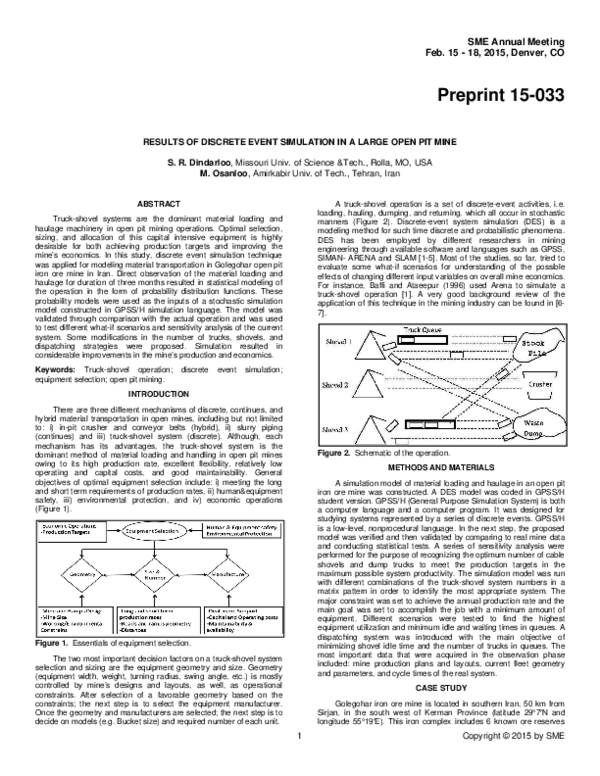 (PDF) RESULTS OF DISCRETE EVENT SIMULATION IN A LARGE OPEN PIT MINE