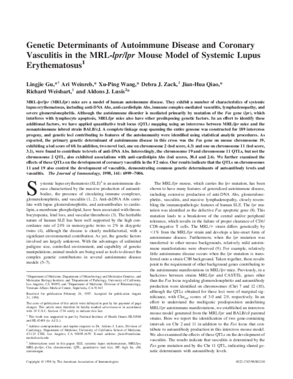 (PDF) Genetic Determinants of Autoimmune Disease and Coronary ...