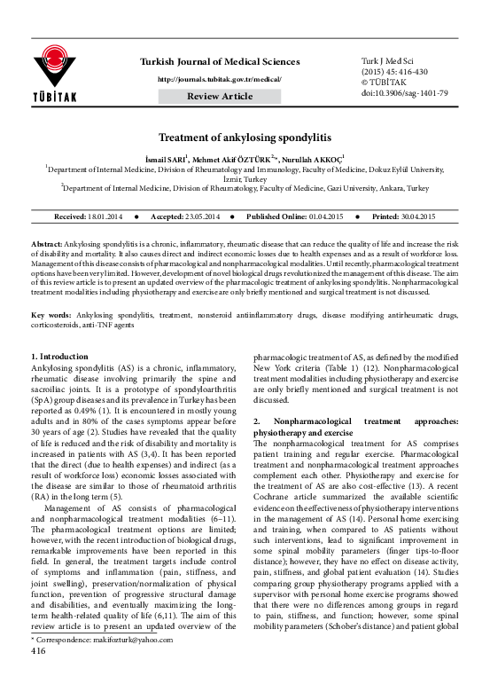 (PDF) Treatment of ankylosing spondylitis