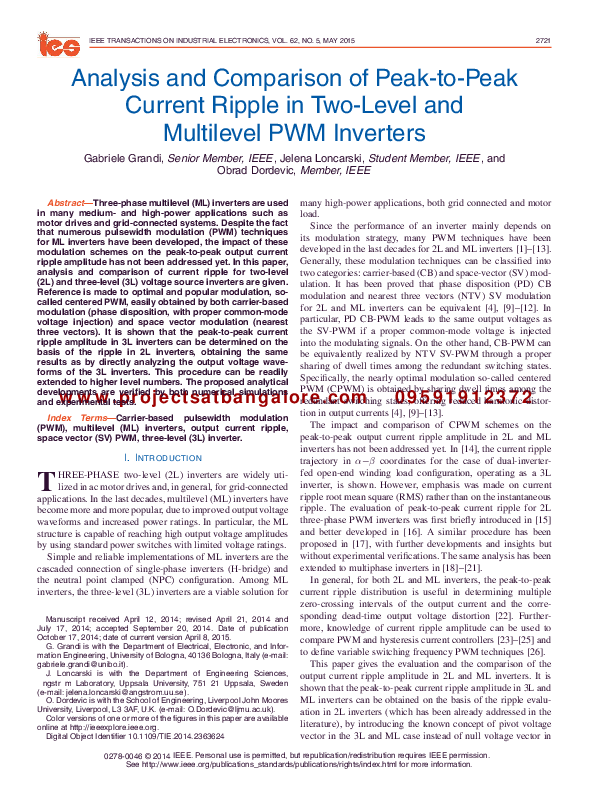 (PDF) Analysis and Comparison of Peak-to-Peak Current Ripple in Two-Level and Multilevel PWM ...