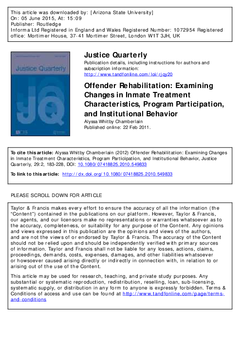 (PDF) Offender Rehabilitation: Examining Changes in Inmate Treatment ...