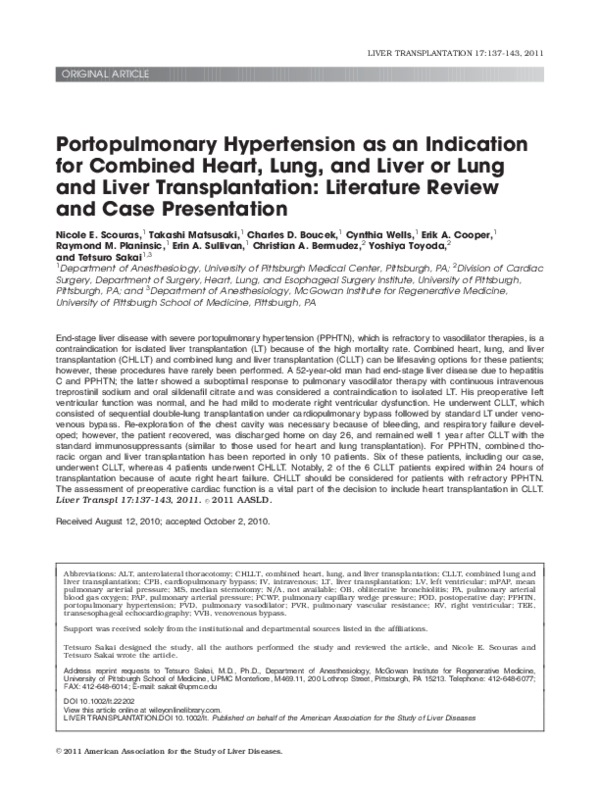 (PDF) Portopulmonary Hypertension and Liver Transplant: Recent Review ...