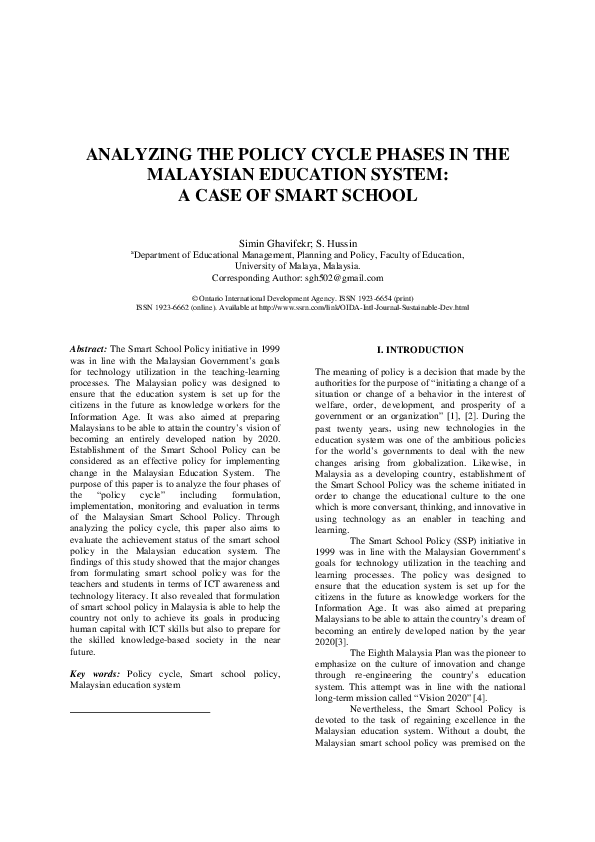 (PDF) Analyzing the Policy Cycle Phases in the Malaysian Education ...