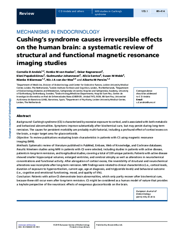 (PDF) Cushing’s syndrome causes irreversible effects on the human brain