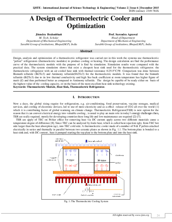(PDF) A Design of Thermoelectric Cooler and Optimization