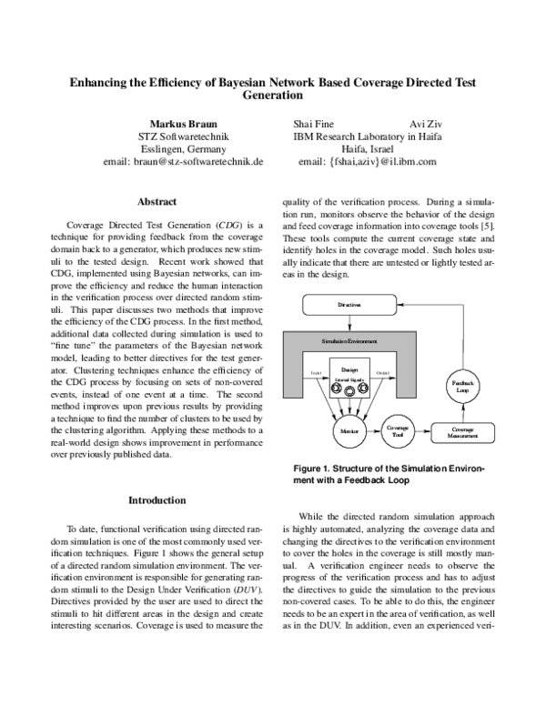 Pdf Enhancing The Efficiency Of Bayesian Network Based Coverage