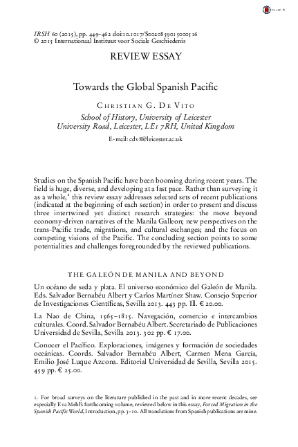 (PDF) Towards the Global Spanish Pacific (Review Essay), in ...