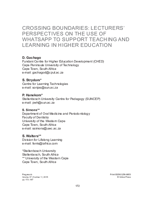 (PDF) CROSSING BOUNDARIES: LECTURERS’ PERSPECTIVES ON THE USE OF ...