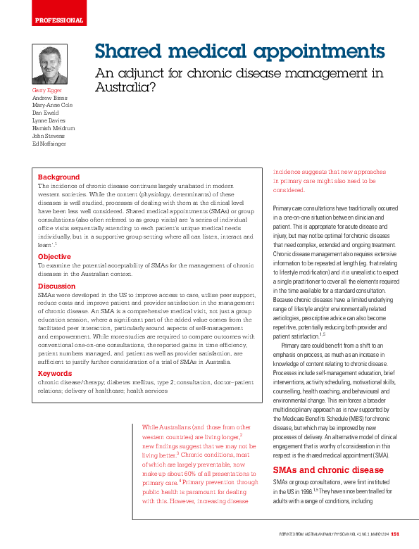 (PDF) Shared medical appointments - an adjunct for chronic disease ...