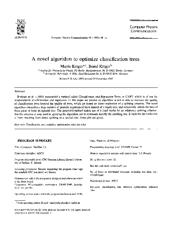 (PDF) A novel algorithm to optimize classification trees | Martin ...