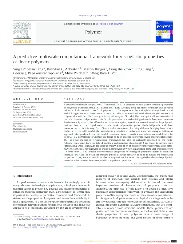 Pdf A Predictive Multiscale Computational Framework For Viscoelastic