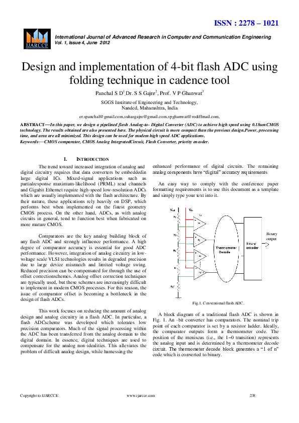 (PDF) 9-Design and implementation of 4-bit flash ADC using