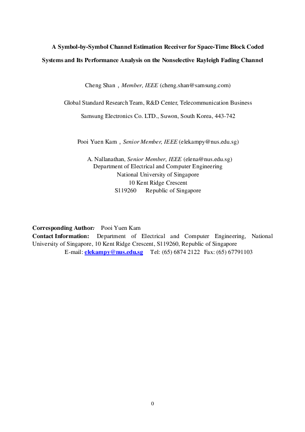 (PDF) A symbol-by-symbol channel estimation receiver for space-time ...