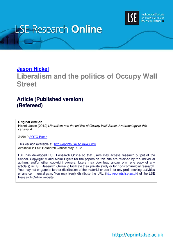 (PDF) Liberalism and the Politics of Occupy Wall Street