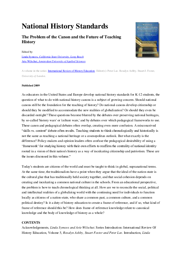 (PDF) National history standards: the problem of the canon and the ...