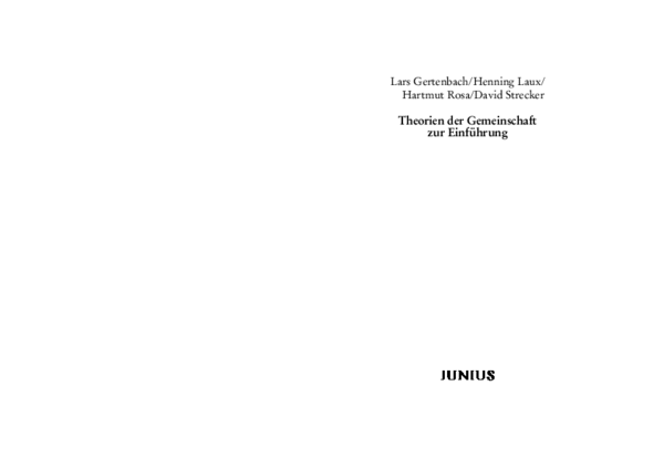 (PDF) Theorien der Gemeinschaft zur Einführung, Junius Verlag 2010 (zus ...