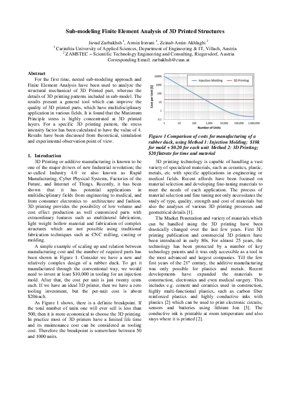 Pdf Sub Modeling Finite Element Analysis Of 3d Printed Structures