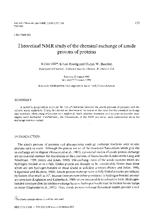 (PDF) Theoretical NMR study of the chemical exchange of amide protons ...