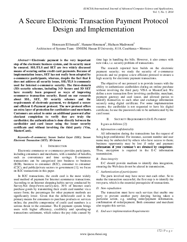 Pdf A Secure Electronic Transaction Payment Protocol Design And Implementation