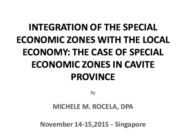 (PDF) INTEGRATION of the special economic zoneS WITH THE LOCAL ECONOMY ...
