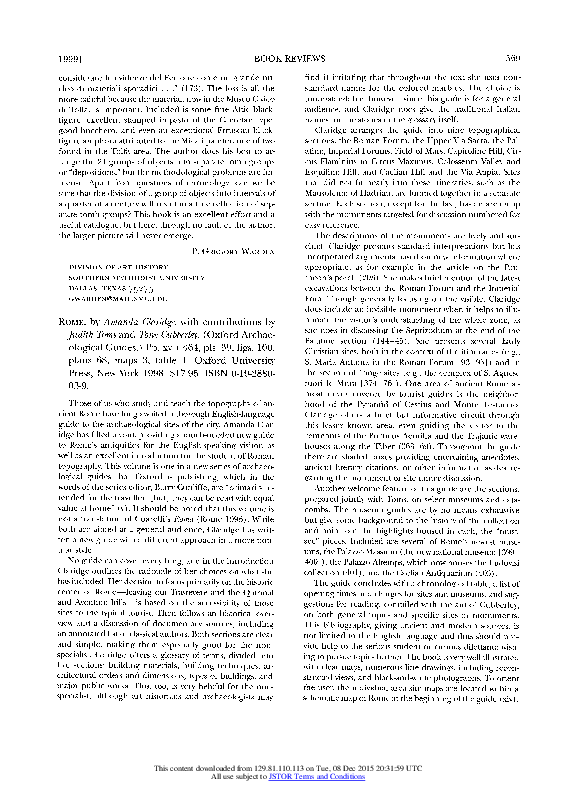 (PDF) Review of A. Claridge, Rome. An Archaeological Guide. Oxford, 1999.