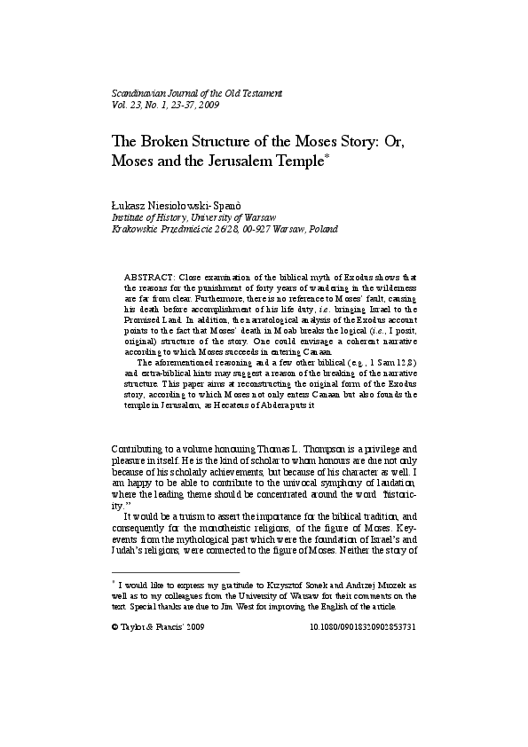 (PDF) The Broken Structure of the Moses Story: Or, Moses and the ...