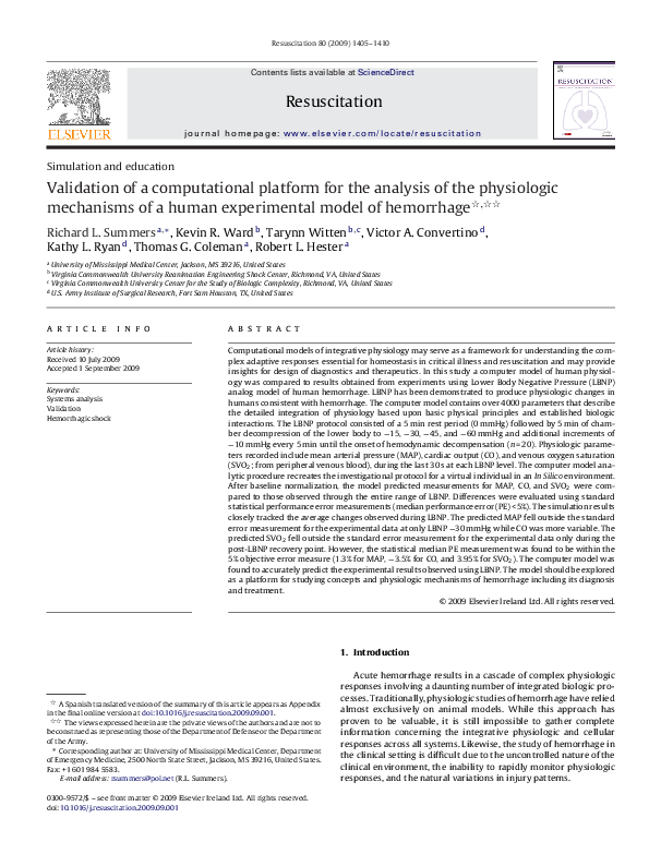 (PDF) Validation of a computational platform for the analysis of the ...