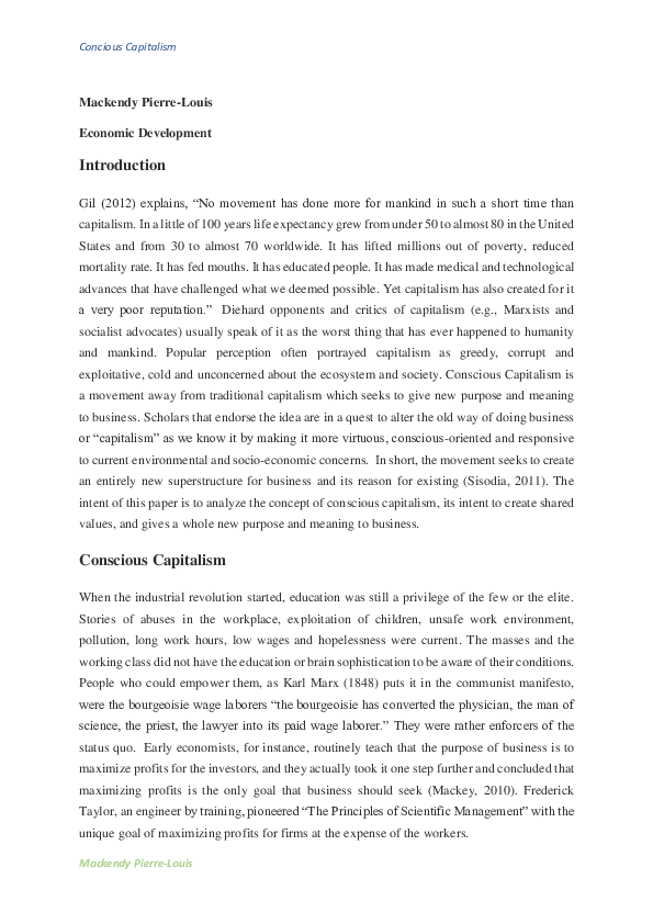 (PDF) Conscious Capitalism