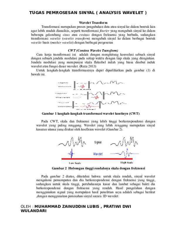 (DOC) Pemrosesan sinyal menggunakan wavelet 1D
