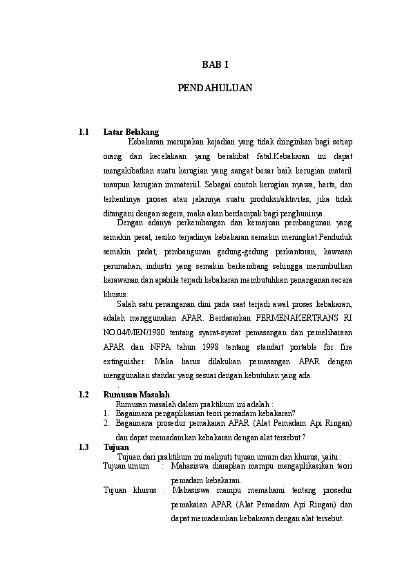 Contoh Laporan Alat Pemadam Api - Chloe Dyer